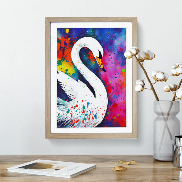 ClassicLiving Swan Paint Splash - Single Picture Frame Graphic Art ...