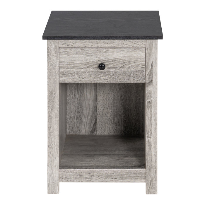 Hokku Designs Dao 2 Tier End Table with Drawer and Storage Cabinet ...