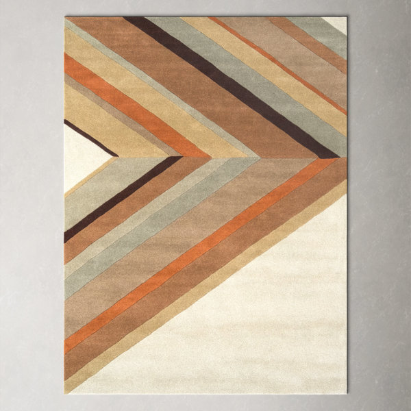 AllModern Chevron Handmade Tufted Wool Brown/Beige Area Rug & Reviews ...