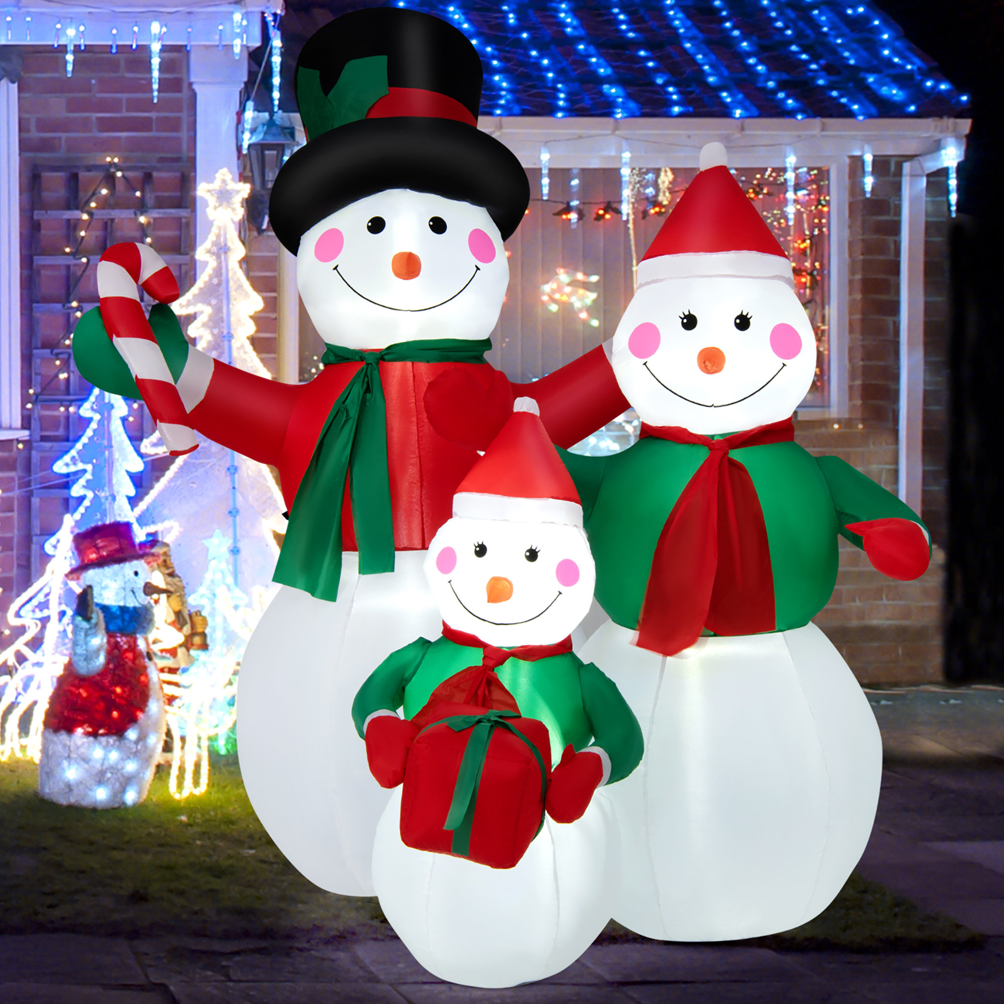 The Holiday Aisle® Snowman Family, Blowup Christmas Decoration ...