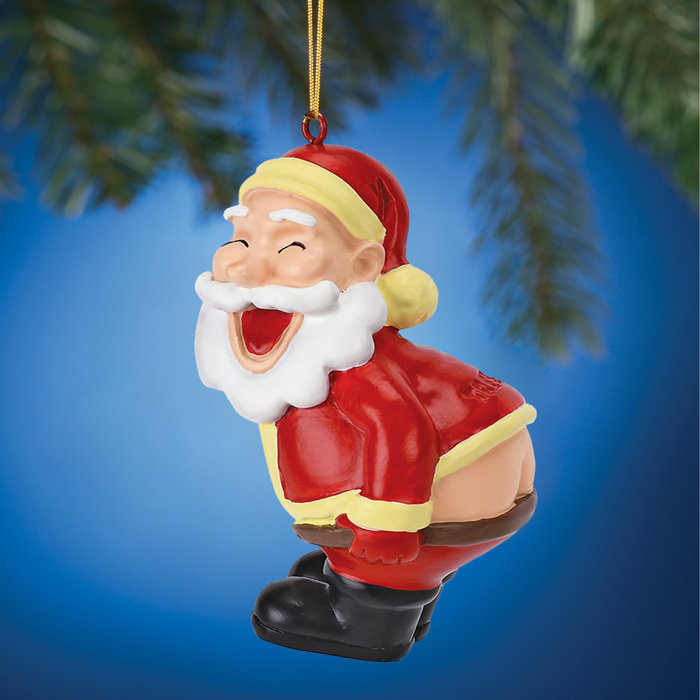 The Holiday Aisle® Hand Painted Mooning Santa Claus Hanging Figurine ...