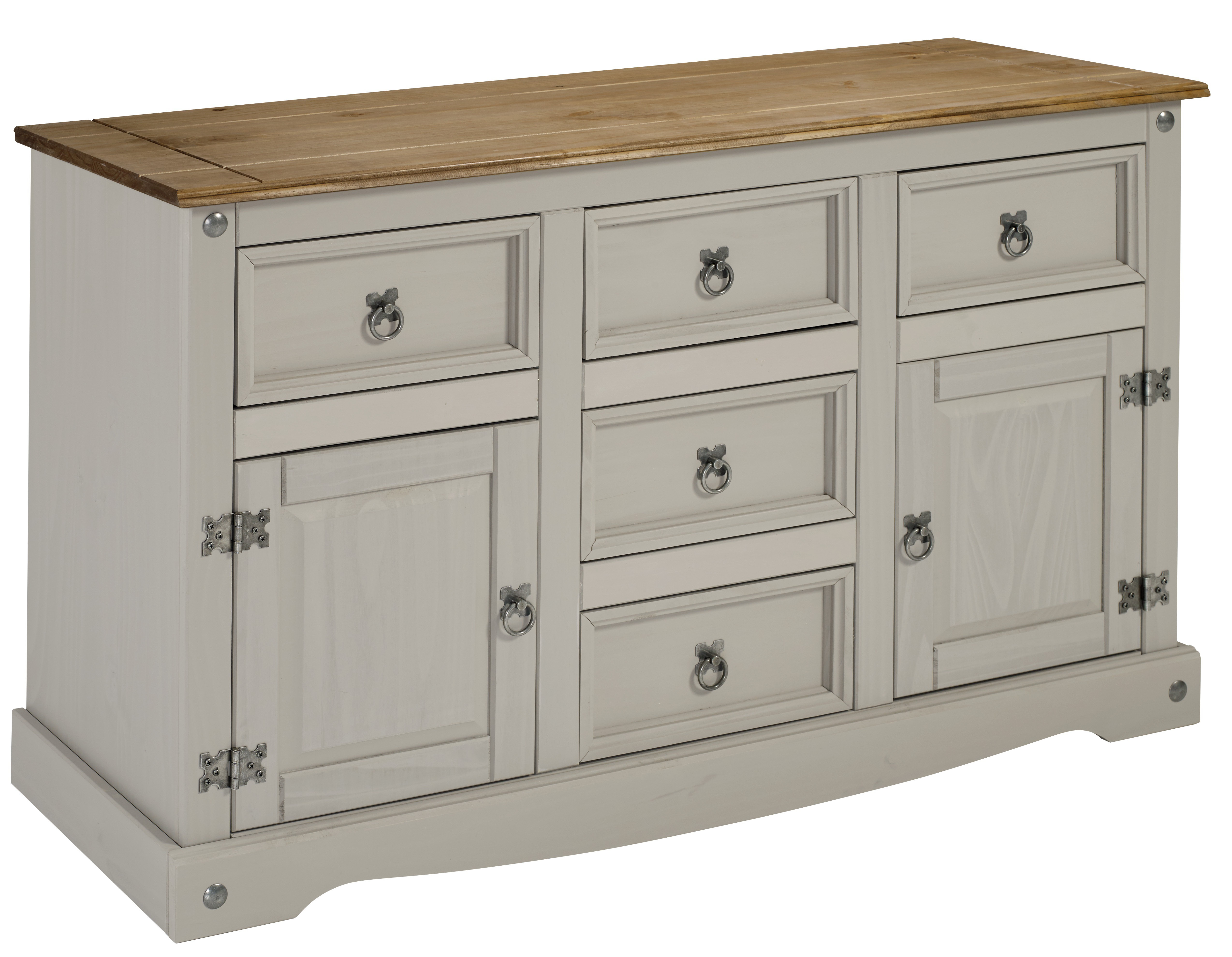 Brambly Cottage Bridewell 125Cm Wide 5 Drawer Pine Solid Wood Sideboard ...