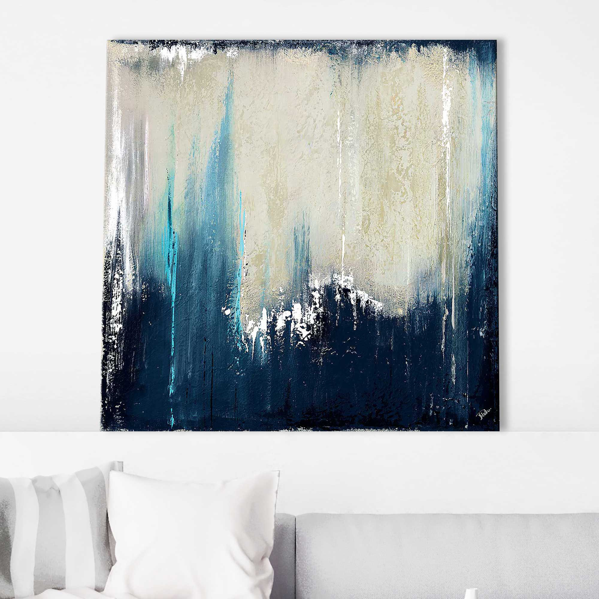 Orren Ellis Navy Blue Illusion I by Patricia Pinto - Painting | Wayfair