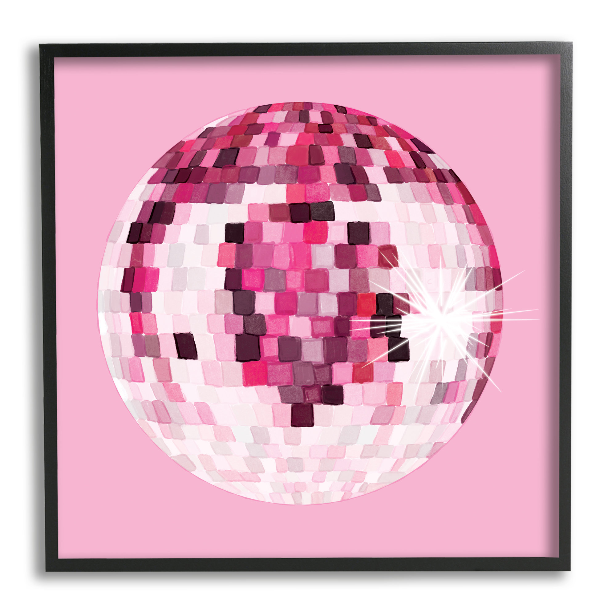 Stupell Industries Dazzling Pink Disco Ball Shining Geometric by Hey ...