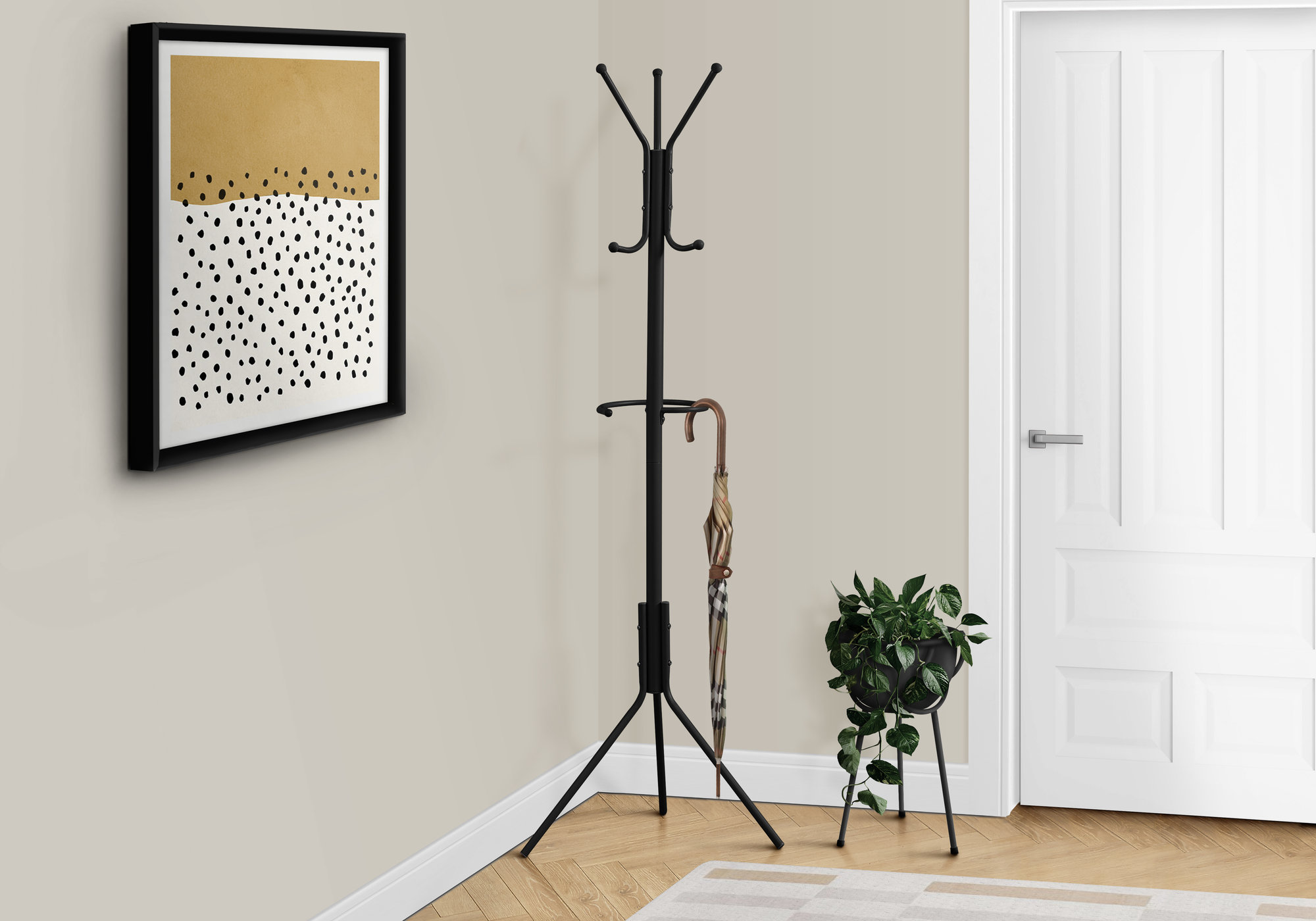 Rebrilliant Coat Rack, Hall Tree, Free Standing, Hanging Bar, 6 Hooks ...