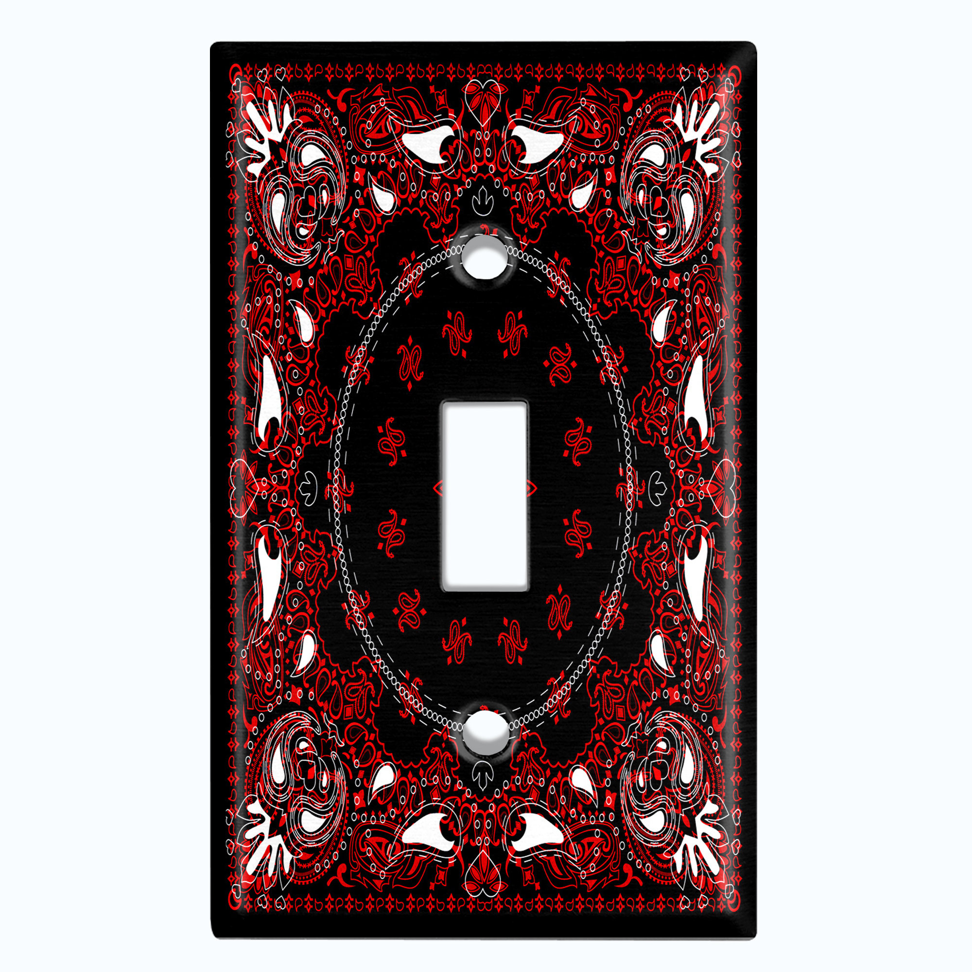 WorldAcc Red Paisley Circle Black Tile 1-Gang Toggle Light Switch Wall ...