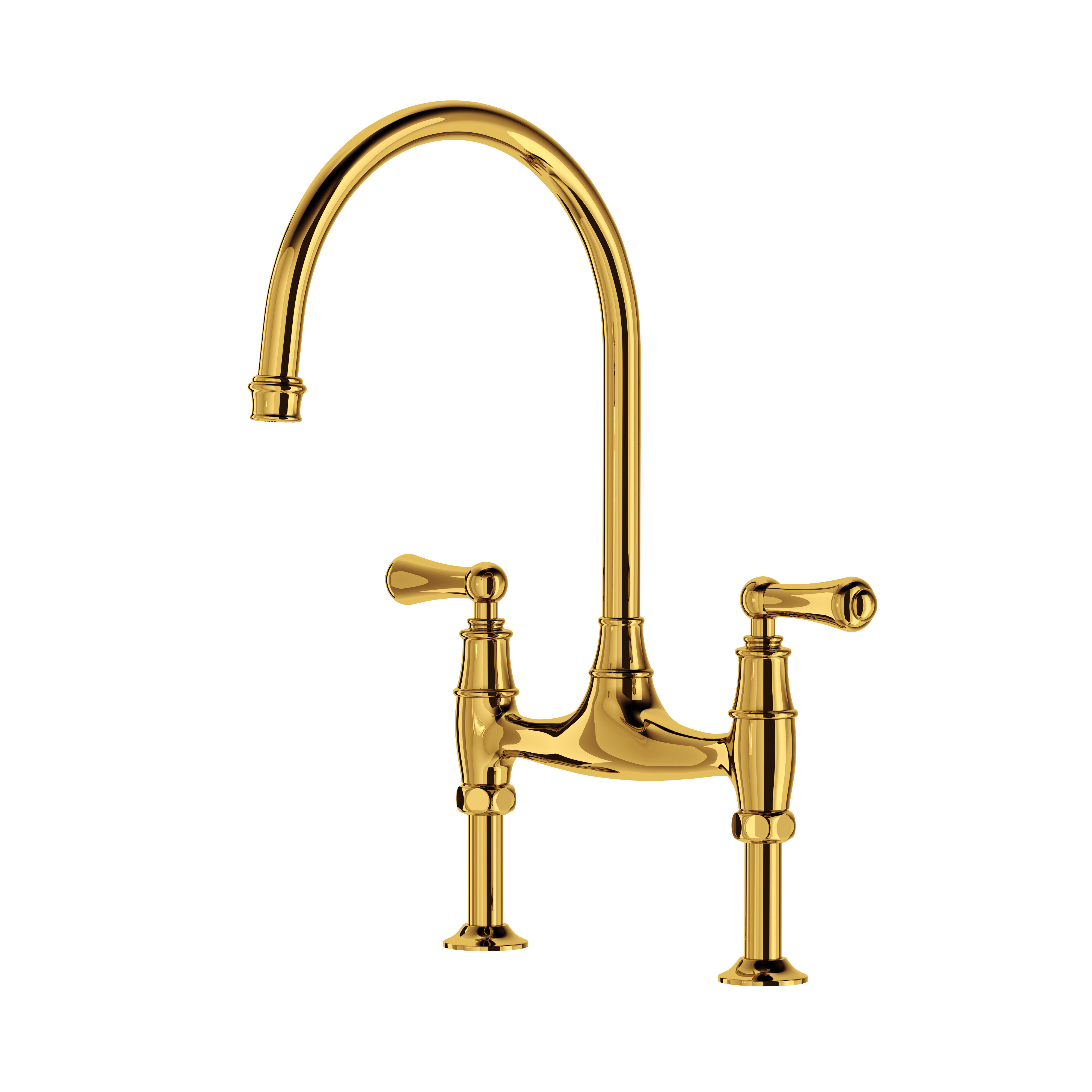 Perrin & Rowe Georgian Era Bridge Kitchen Faucet with Straight Deck ...