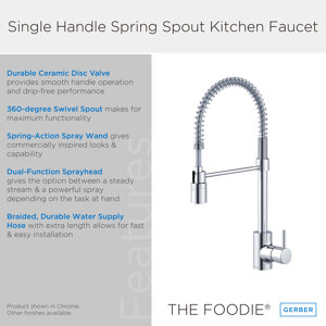 Gerber Foodie® Pull Down Kitchen Faucet & Reviews | Wayfair