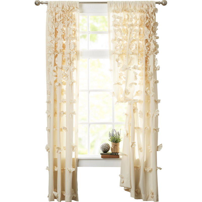 Ophelia & Co. Panneau de rideau simple semi-diaphane floral avec passe ...