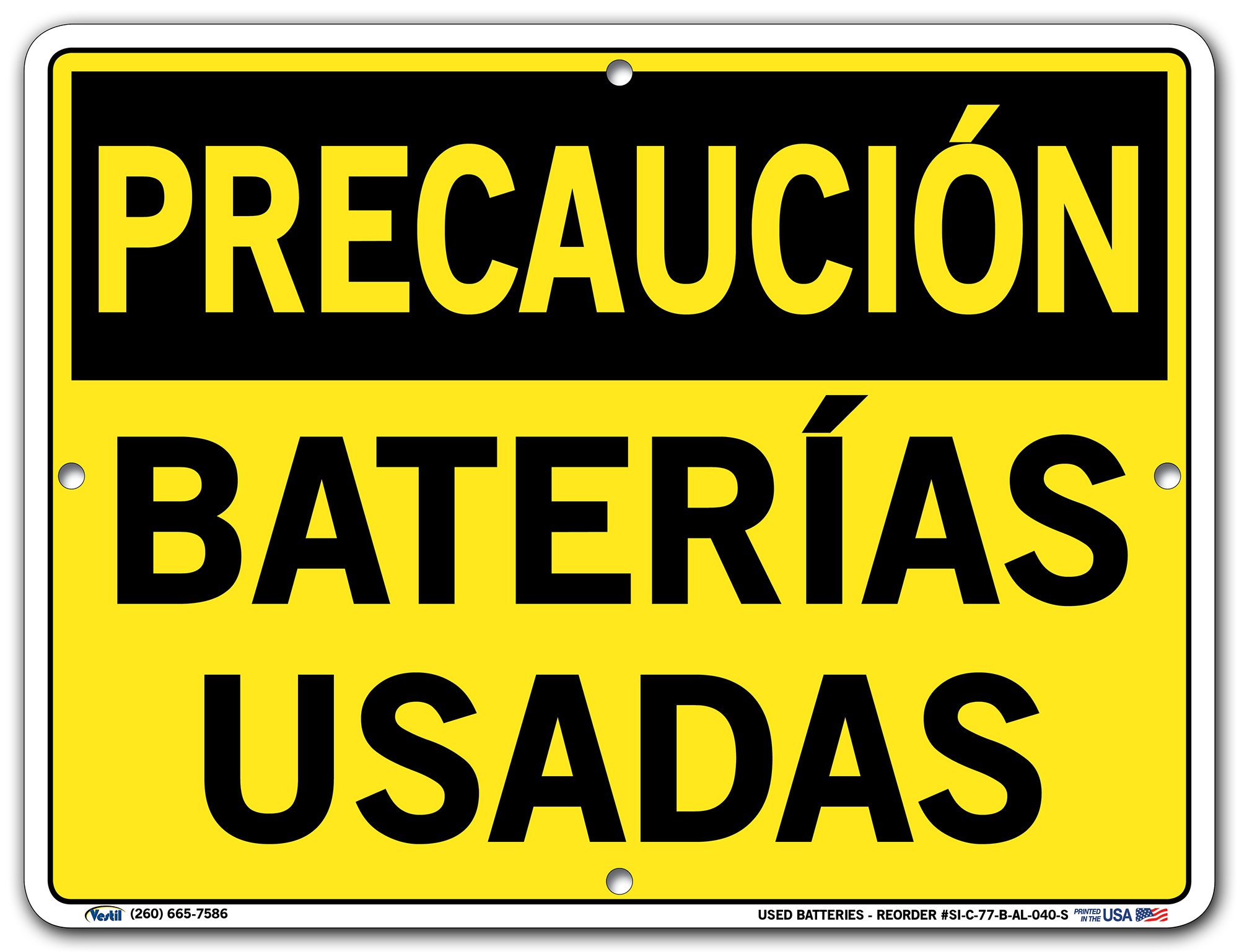 Vestil Used Batteries Caution Sign | Wayfair