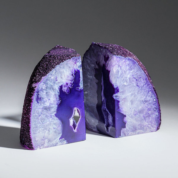 Astro Gallery of Gems Genuine Purple Banded Agate Bookends from Brazil ...