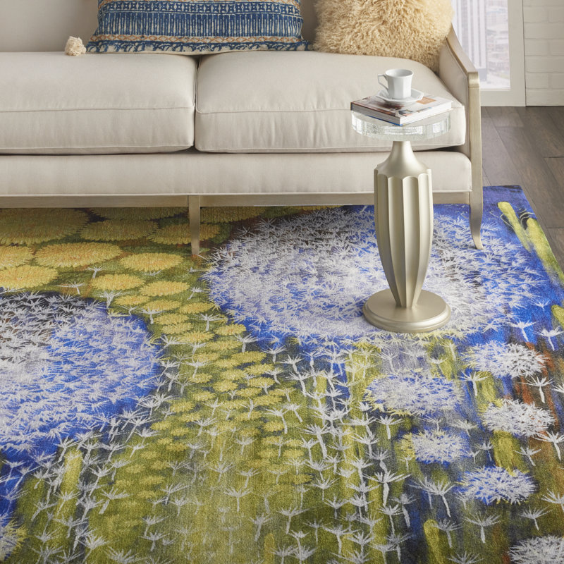 Ebern Designs Benbrook Tufted Yellow/Blue Rug | Wayfair.co.uk