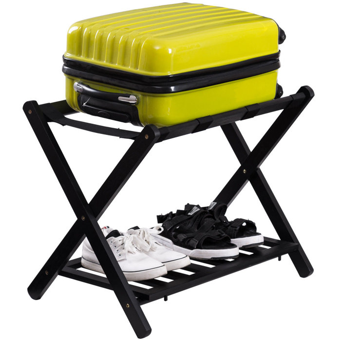 Costway Folding Luggage Rack with Shelf Travel Suitcase | Wayfair