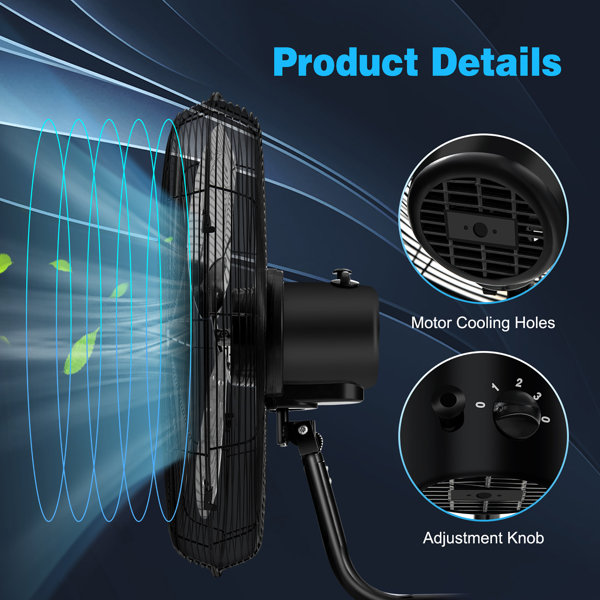 Costway 21 Inch Wall Mount Industrial Fan 3 Speed Oscillating Metal ...