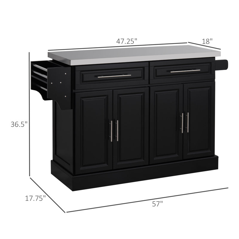 HomCom Metal Kitchen Island & Reviews | Wayfair