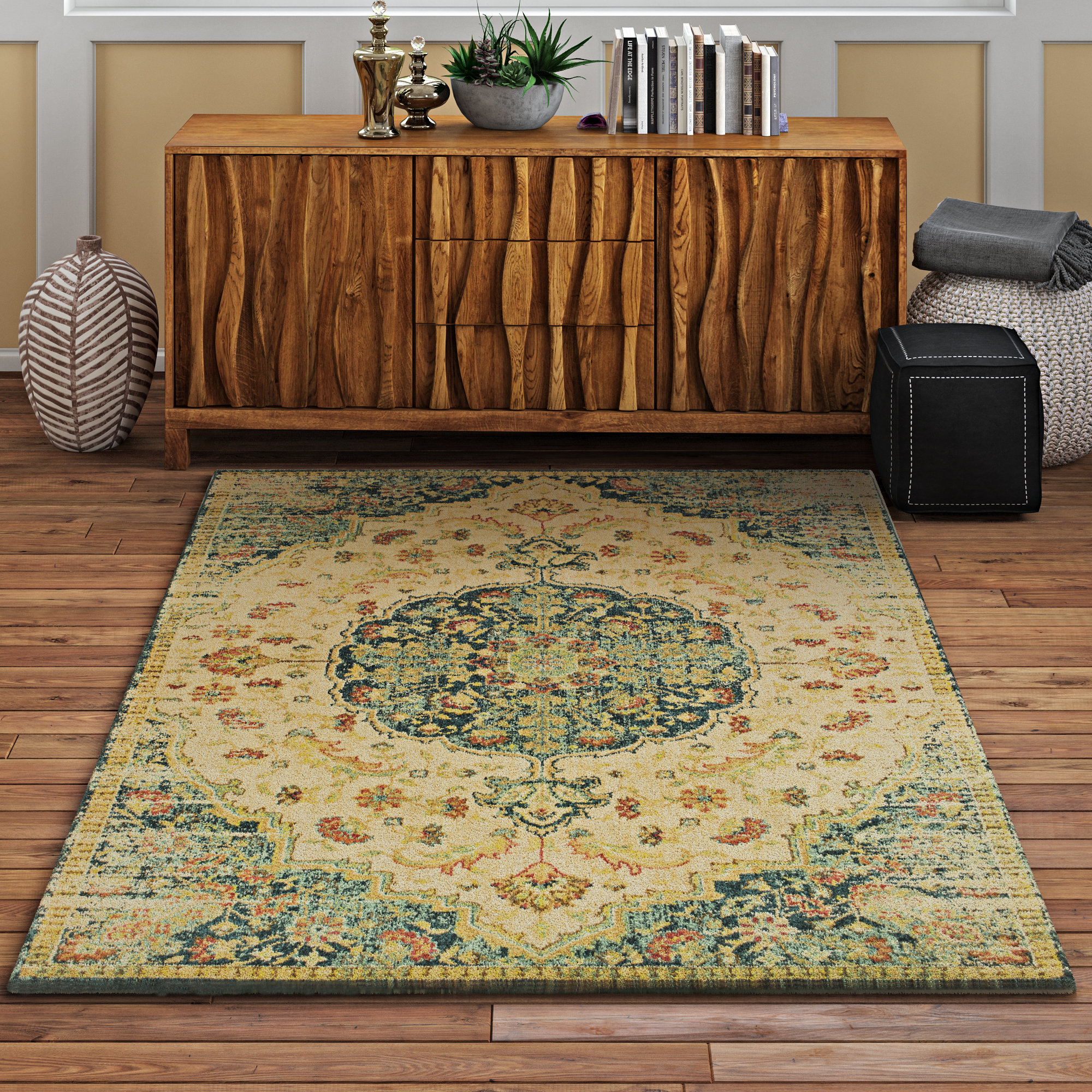 Charlton Home® Oriental Sage Green Area Rug & Reviews | Wayfair