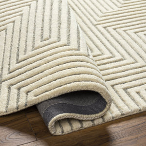Langley Street Heidi Handmade Hand Tufted Wool Gray/Beige Rug | Wayfair