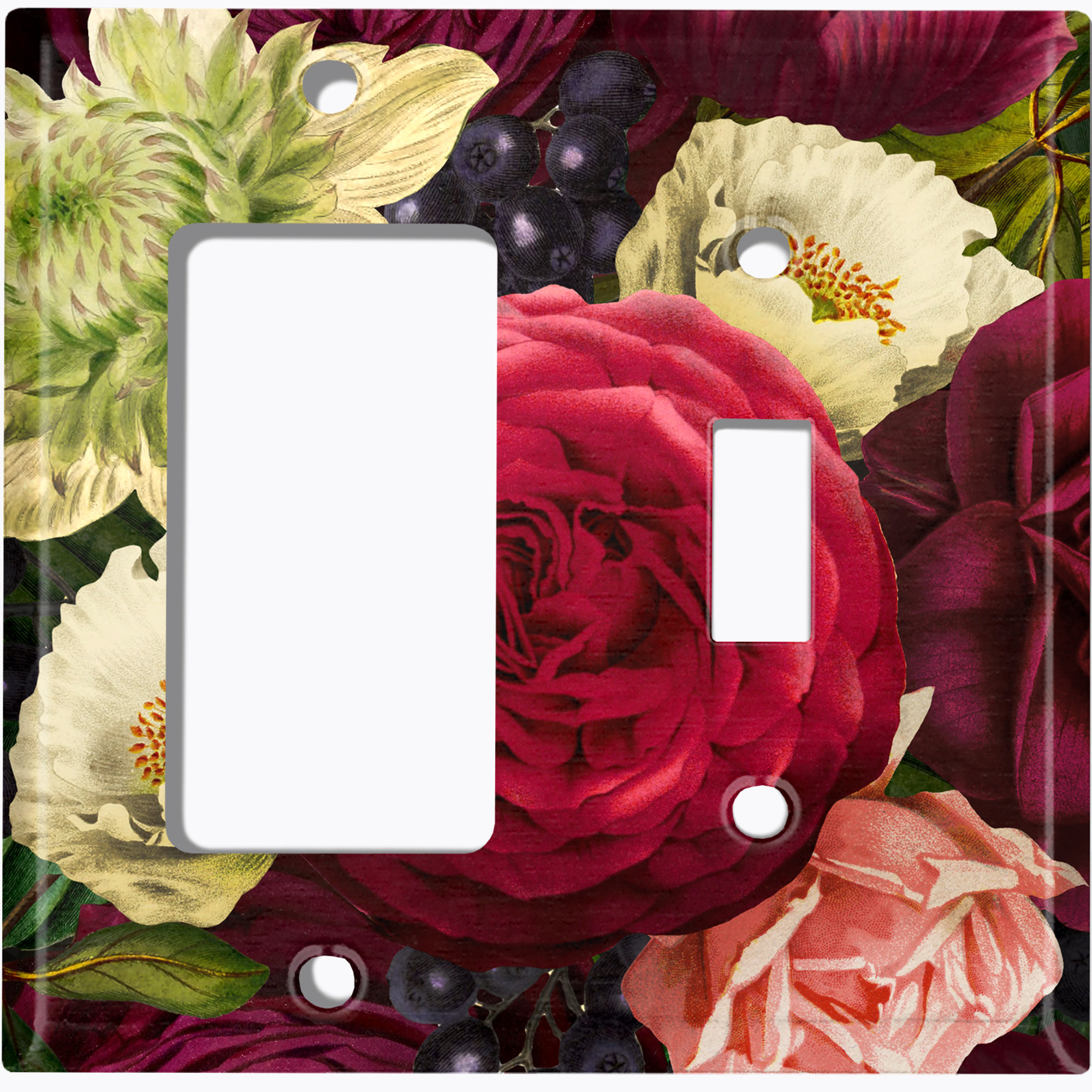 WorldAcc Metal Light Switch Plate Outlet Cover (Rose Red Zoom - (L ...