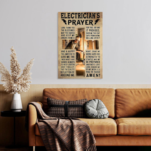 Trinx Electrician Prayer God - Wrapped Canvas Graphic Art | Wayfair