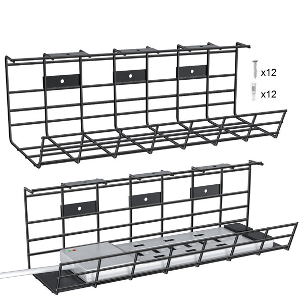 DELAMU Cable Management Tray, 34In Under Desk Cable Tray, Metal Cable ...