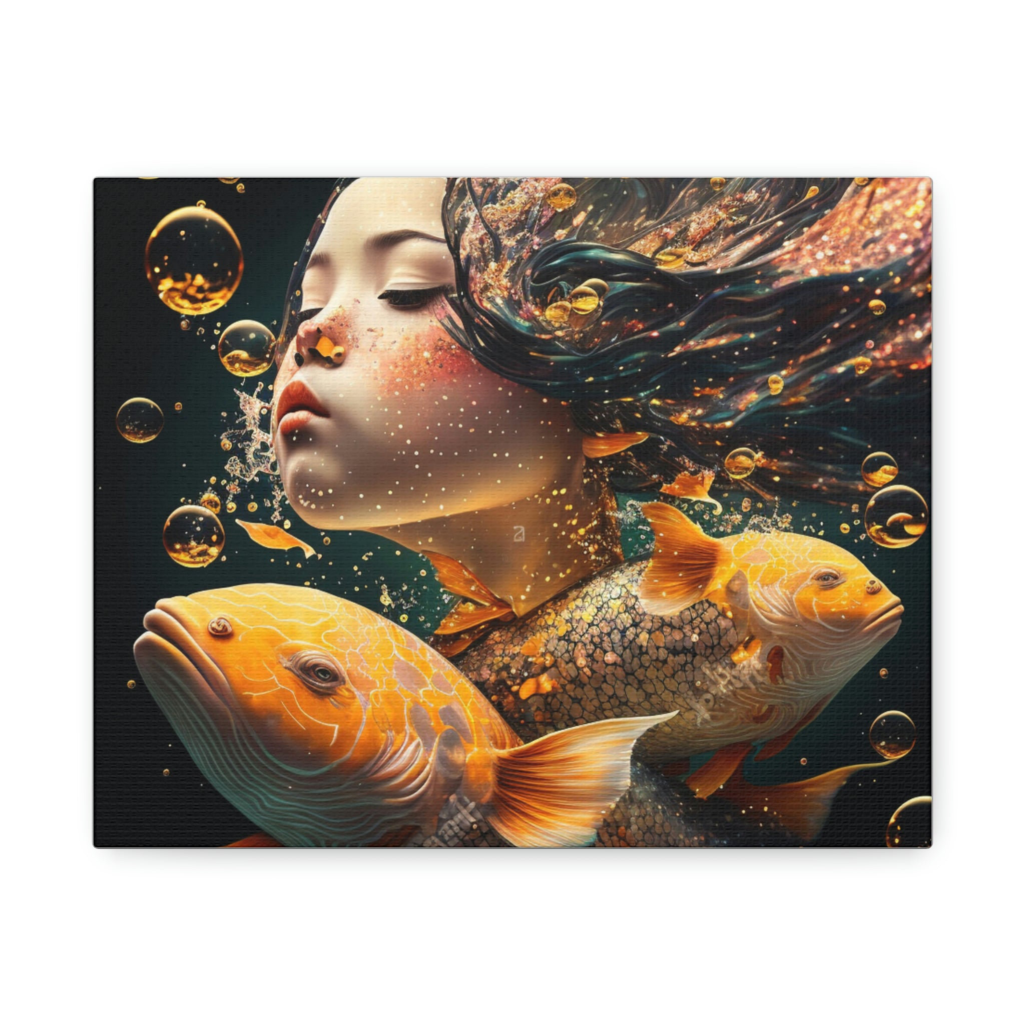 Rosecliff Heights Fish And Girl by Leonardo Da Vinci - Wrapped Canvas ...