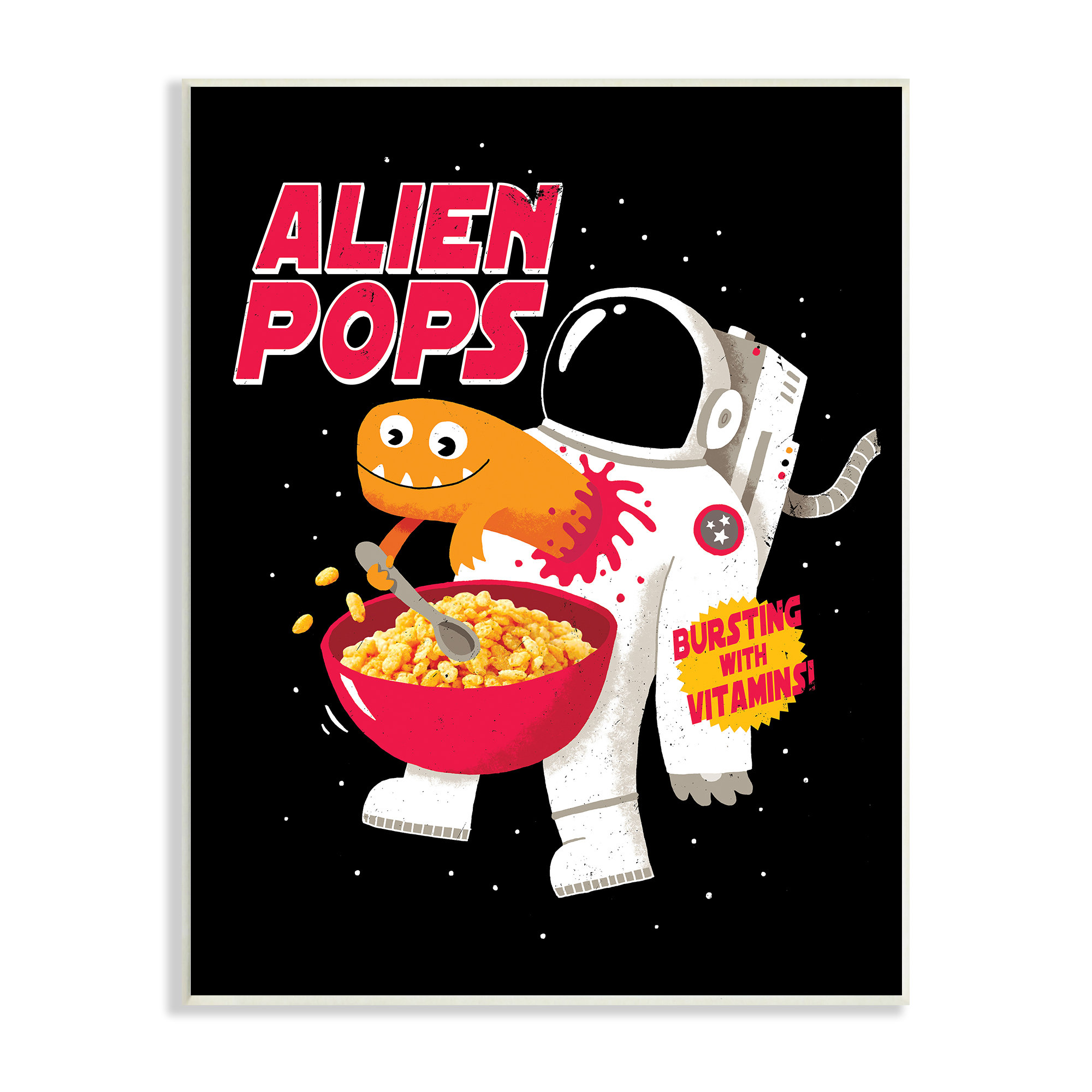 Stupell Industries Alien Pops Bold Modern Cartoon Character Cereal ...