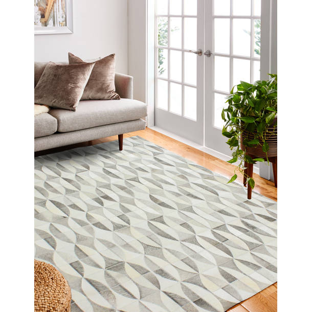 Corrigan Studio® Costanza Geometric Cowhide Leather Camel Area Rug ...