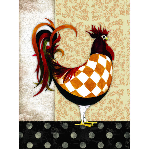 August Grove® Rooster Patterns - Wrapped Canvas Print | Wayfair