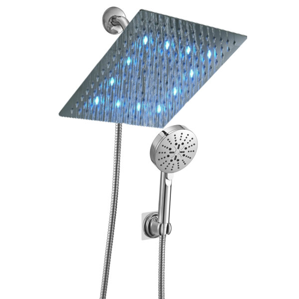 Wonderland America LED Stainless Steel 5 Functions Rain Dual Shower ...