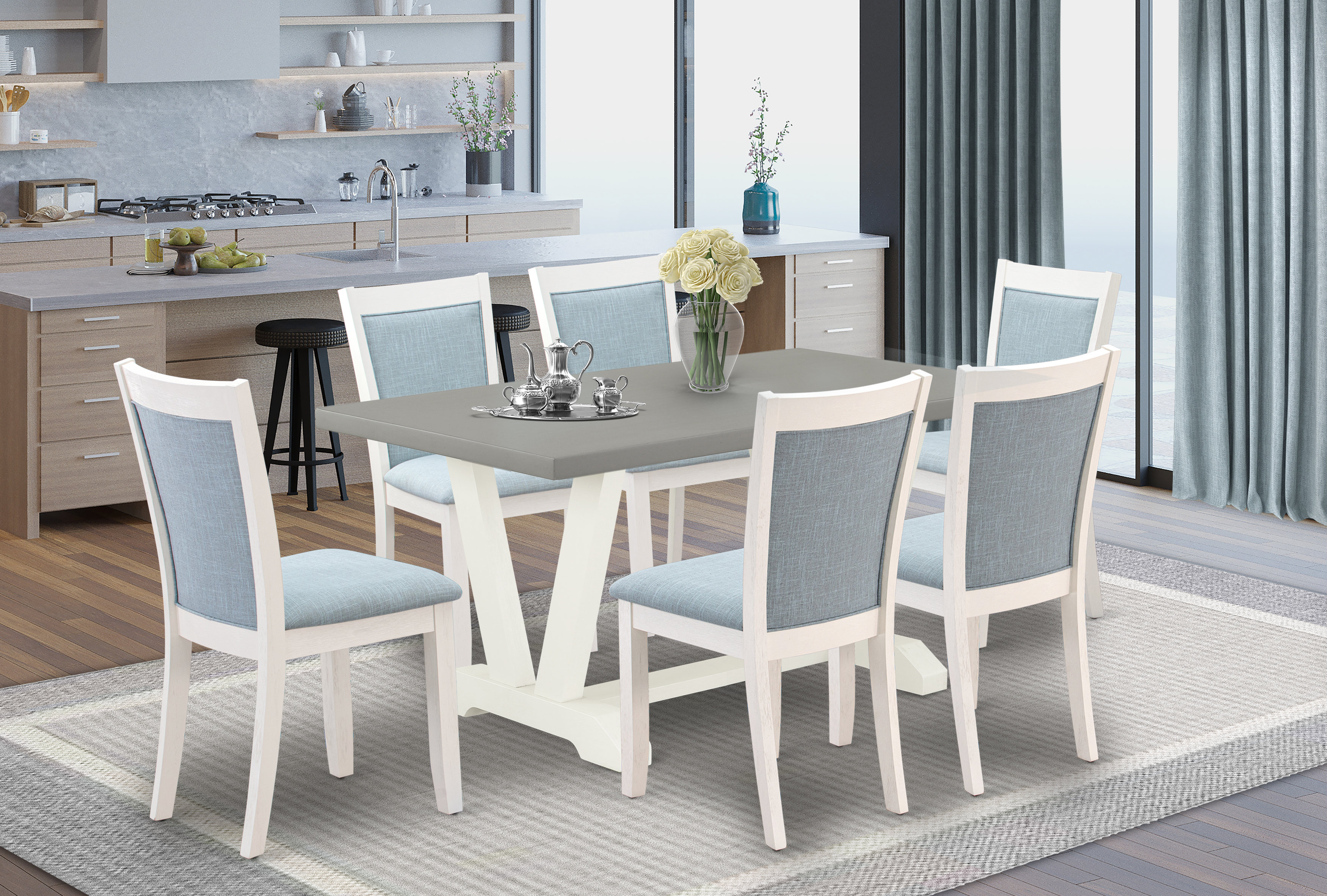 Rosalind Wheeler Scullion 7-PC Dining Set - a Rectangular Kitchen Table ...