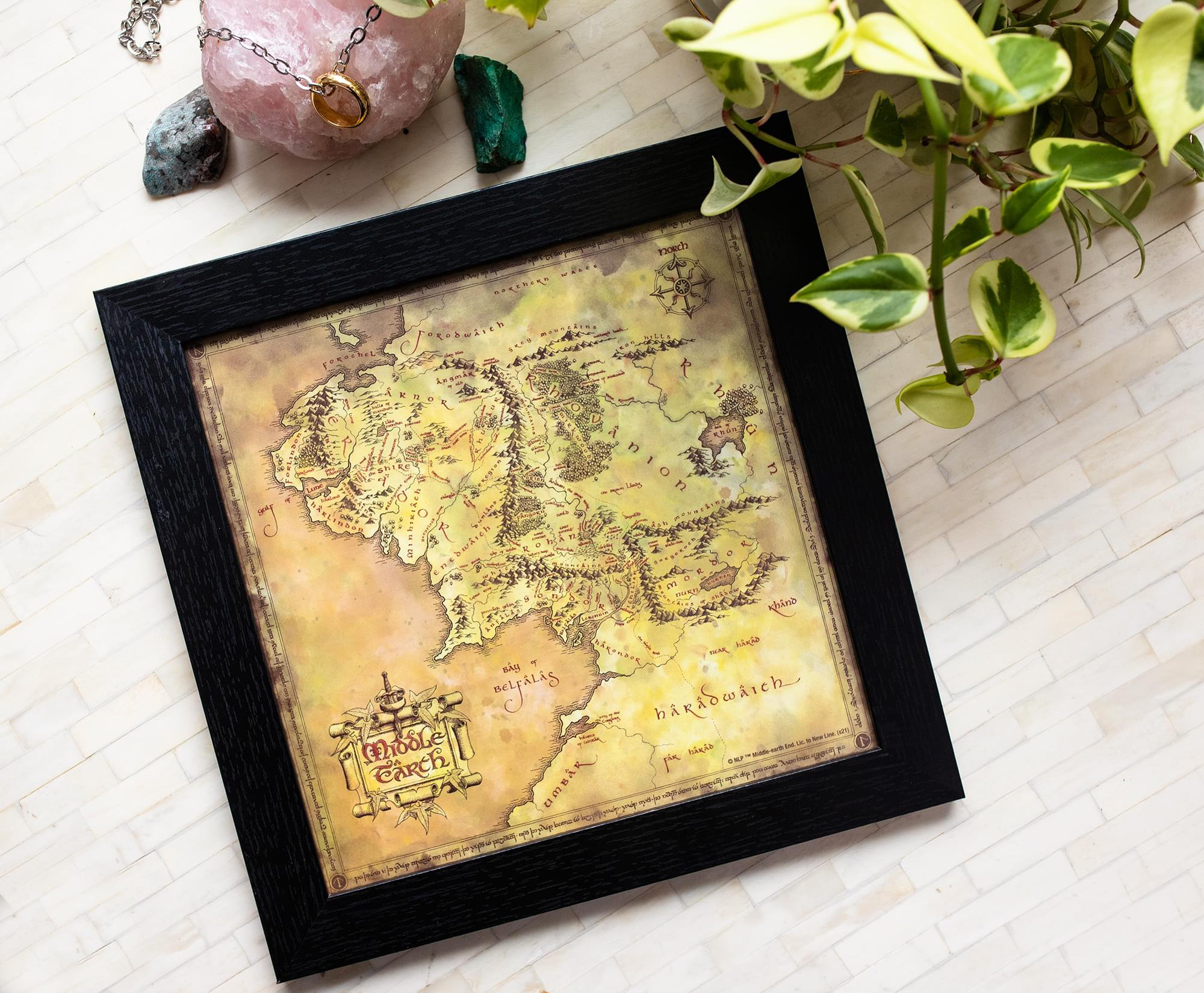 Silver Buffalo The Lord Of The Rings Middle-Earth Map - Picture Frame ...