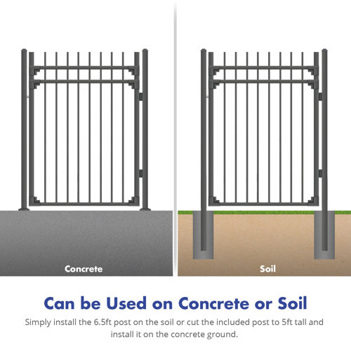 XCEL 5 ft. H x 4 ft. W Flat Open Pickets Metal Gate & Reviews | Wayfair