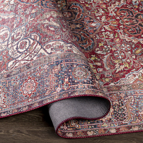 Langley Street Fleckenstein Performance Red/Blue Rug | Wayfair