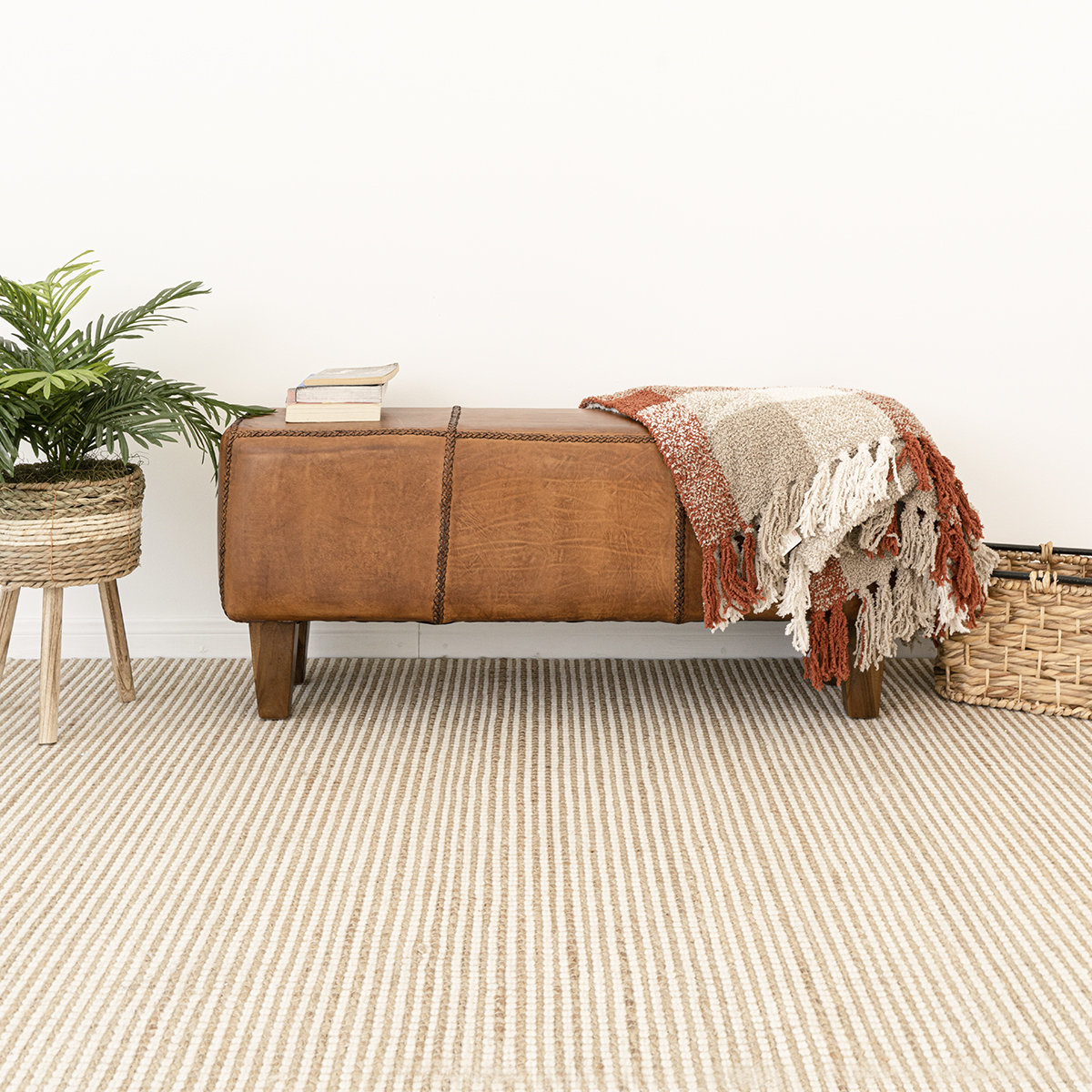 Steelside™ Kaylee Genuine Leather Bench & Reviews | Wayfair