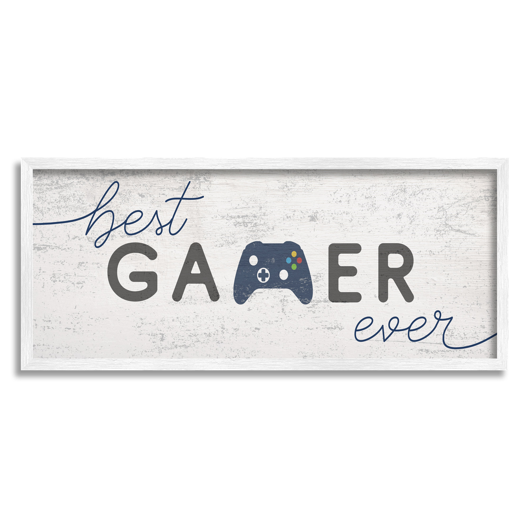 Stupell Industries Best Gamer Ever Video Game Sign Blue Controller by ...