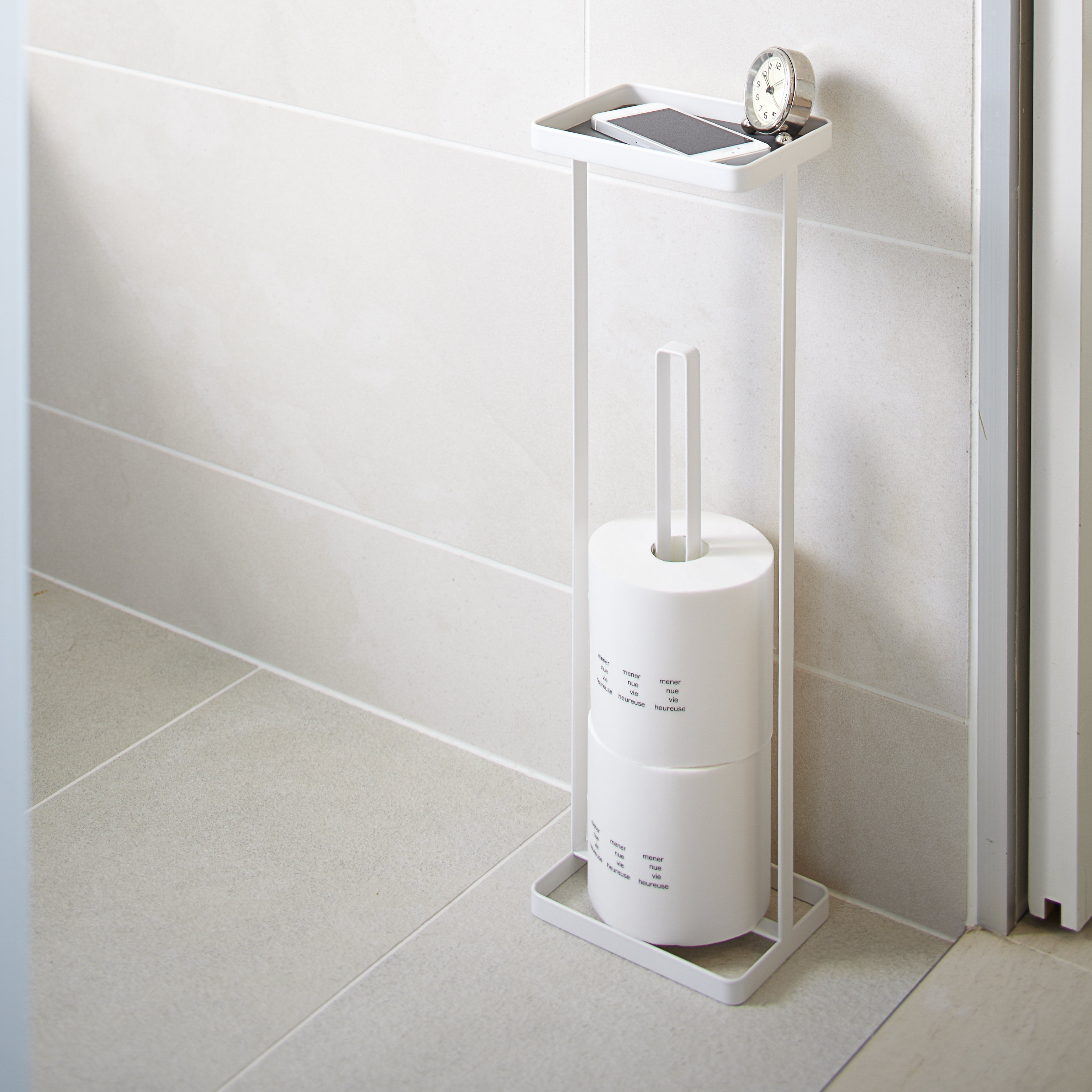 Yamazaki USA Yamazaki Home Roll Paper Stand With Tray, Steel, Holds 3 ...