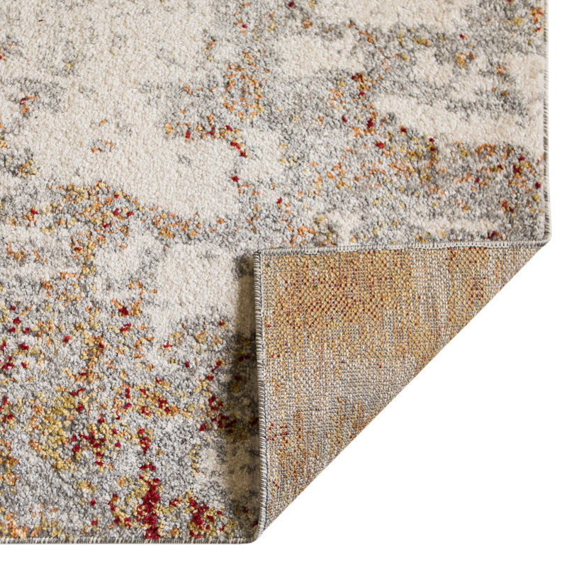 17 Stories Holly Transitional Abstract Durable Performance Orange/Gray ...