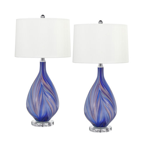 Medallion Lighting Murano 29" Blue & Purple Swirl Glass Table Lamp ...
