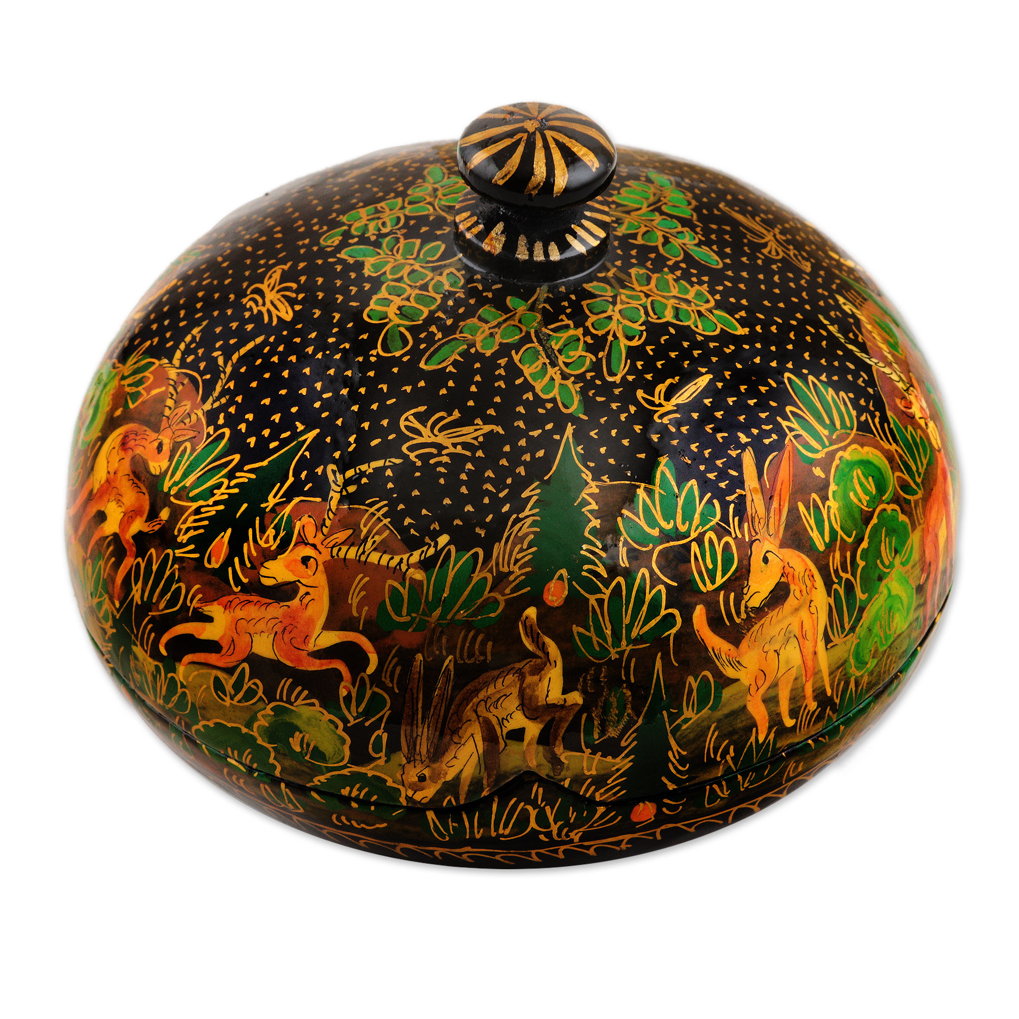 Millwood Pines Handmade Jungle Scene In Black Papier Mache Decorative ...