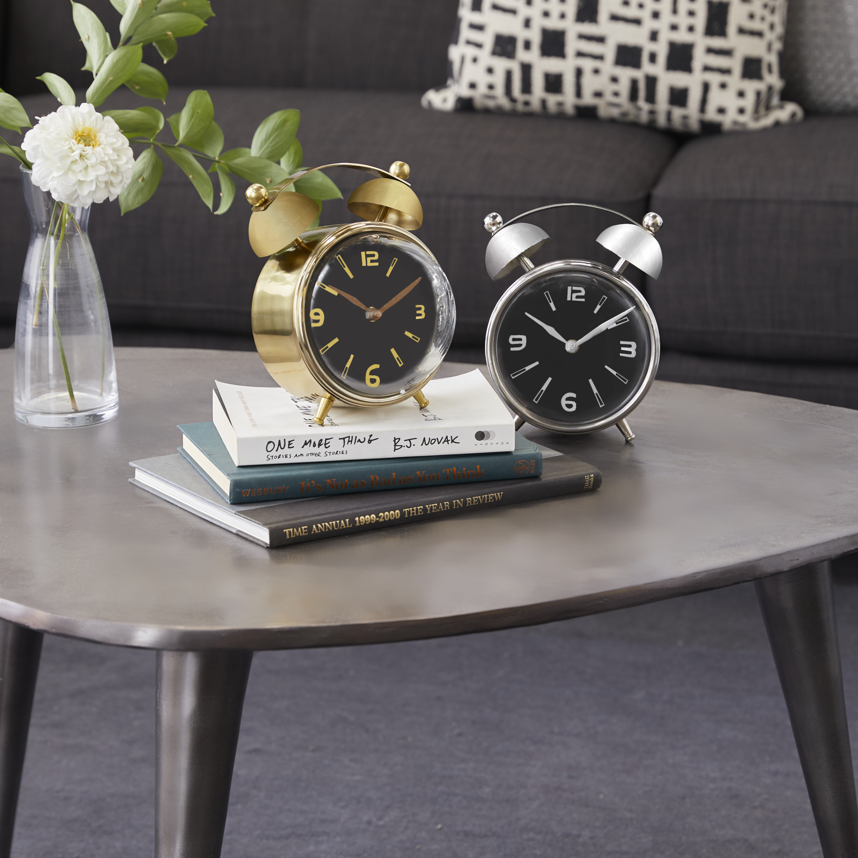 House of Hampton® Analog Stainless Steel Quartz Tabletop Clock in Gold ...