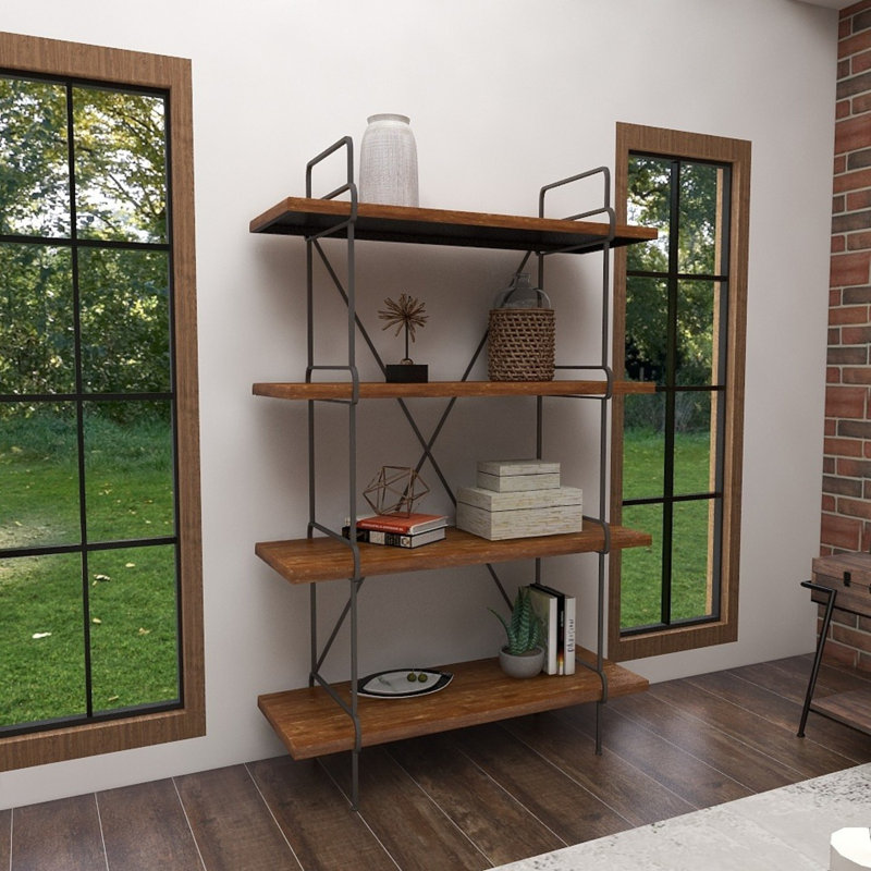 Wrought Studio Kamryn 67'' H x 43'' W Solid Wood Etagere Bookcase ...