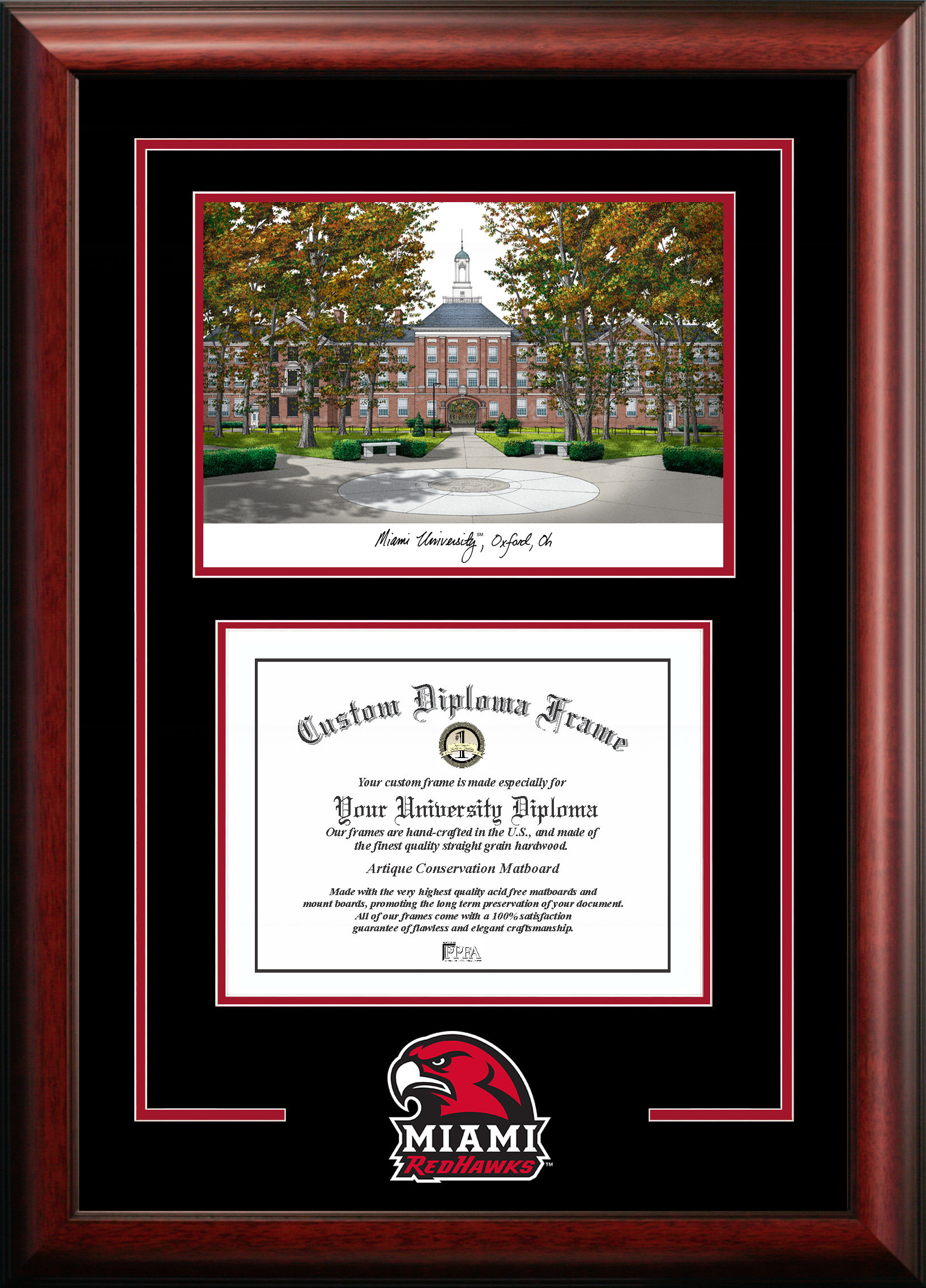 PATF NCAA Miami University Redhawks Spirit Graduate Diploma with Campus ...