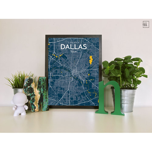 OurPoster.com Dallas City Map On Paper Graphic Art | Wayfair