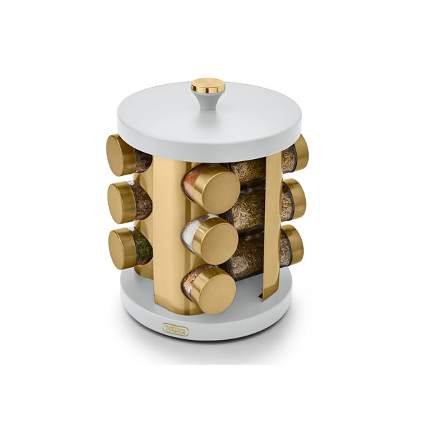 Tower 12 Jar Rotating Spice Rack With Pre-Filled Spices, Optic White ...