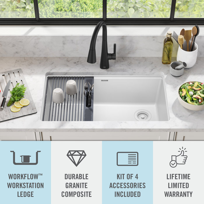 Delta Everest™ 32" L Granite Composite Workstation Kitchen Sink ...