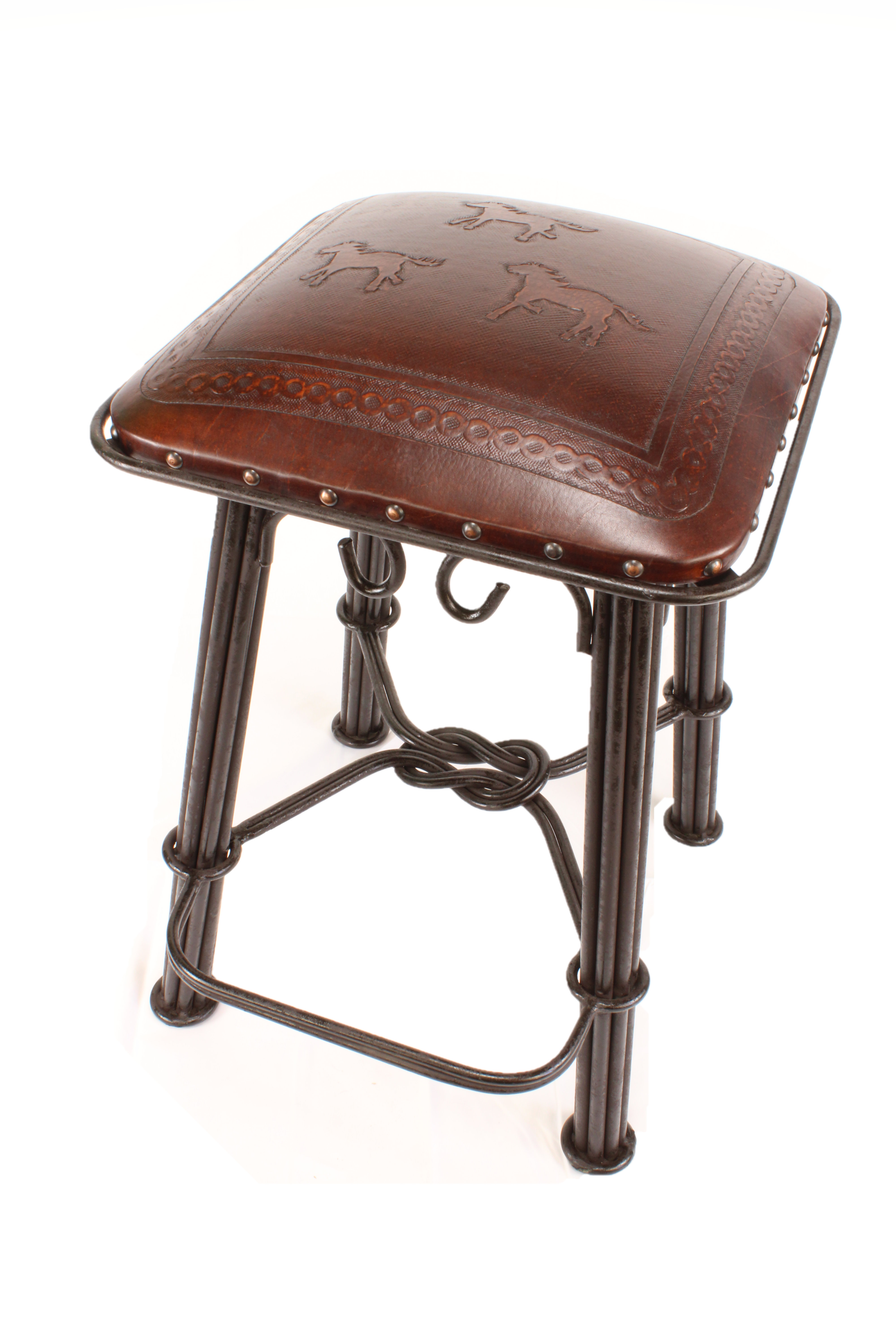 Williston Forge Western Iron Counter Stool (Running Horses Pattern ...