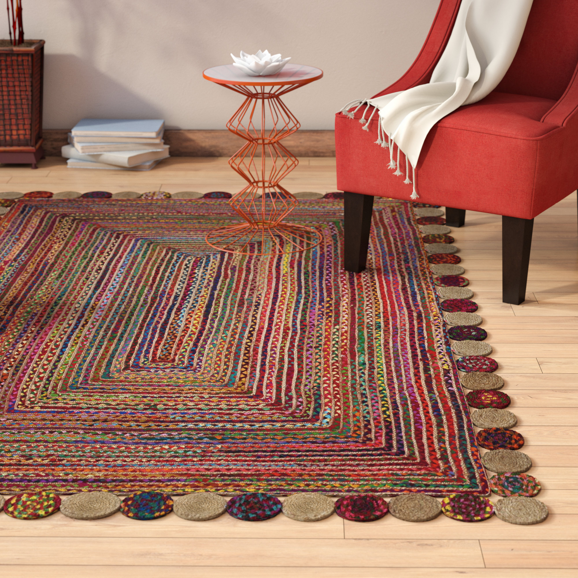 Langley Street Herzig Handmade Flatweave Red Rug & Reviews | Wayfair
