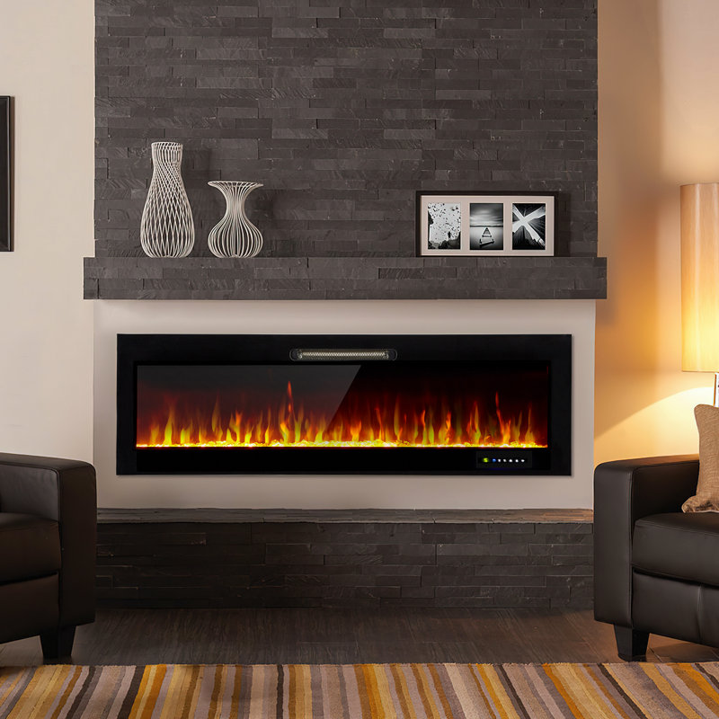 Ebern Designs Paynesville Recessed Wall Mounted Electric Fireplace ...