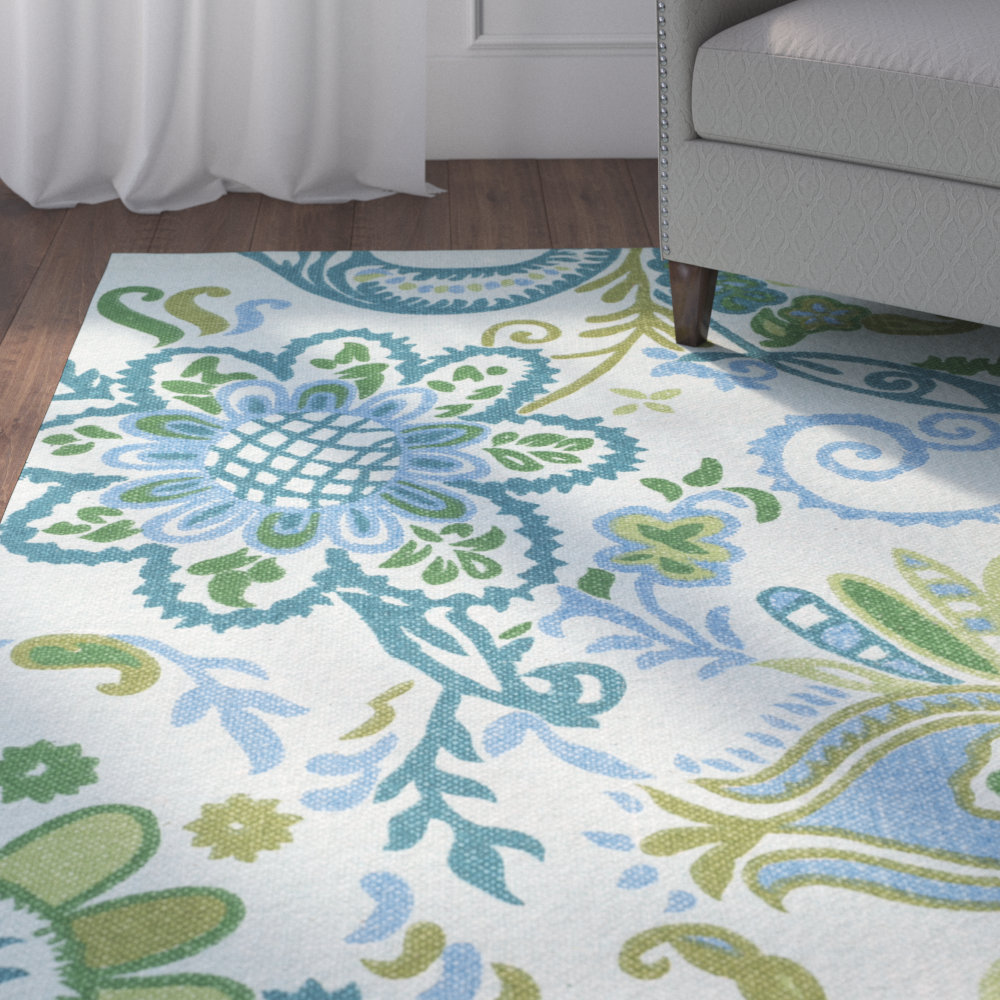 Andover Mills™ Mucha Hand-Loomed Light Blue/Green Area Rug | Wayfair