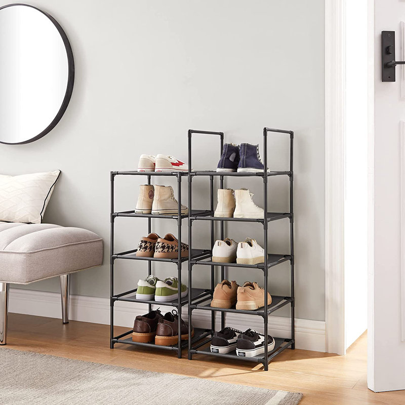 Rebrilliant 20 Pairs Black Fabric Shoe Rack | Wayfair